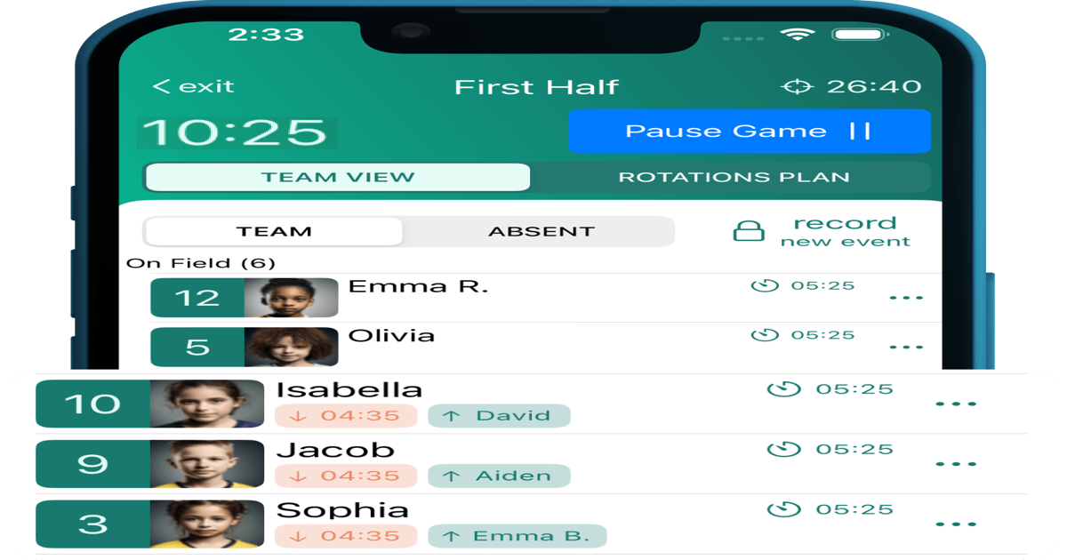 Soccer Rotation Generator & Equal Playing Time Calculator